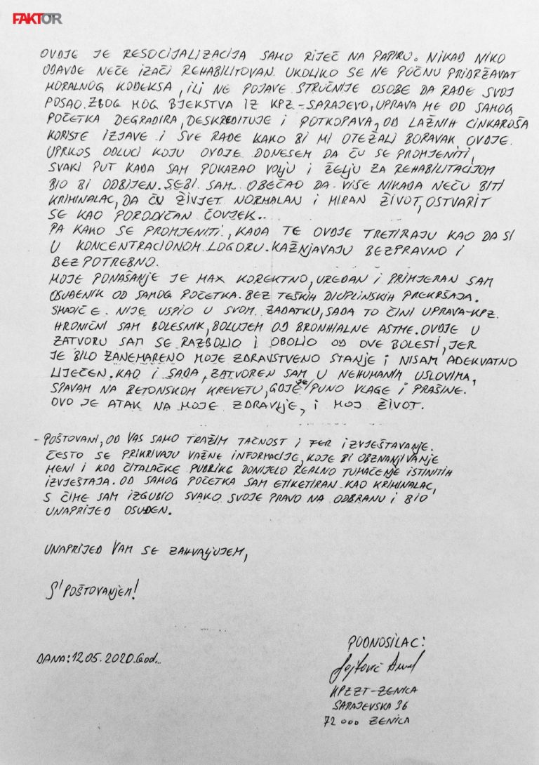 Sejfović o obračunu u KPZ Zenica: Da sam ih tukao katancima, za mnoge ...